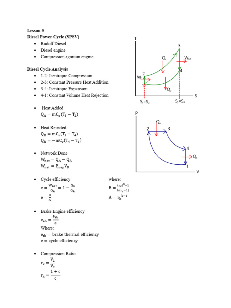 Lesson 5 Diesel Cycle With Solution | PDF | Diesel Engine | Physical ...