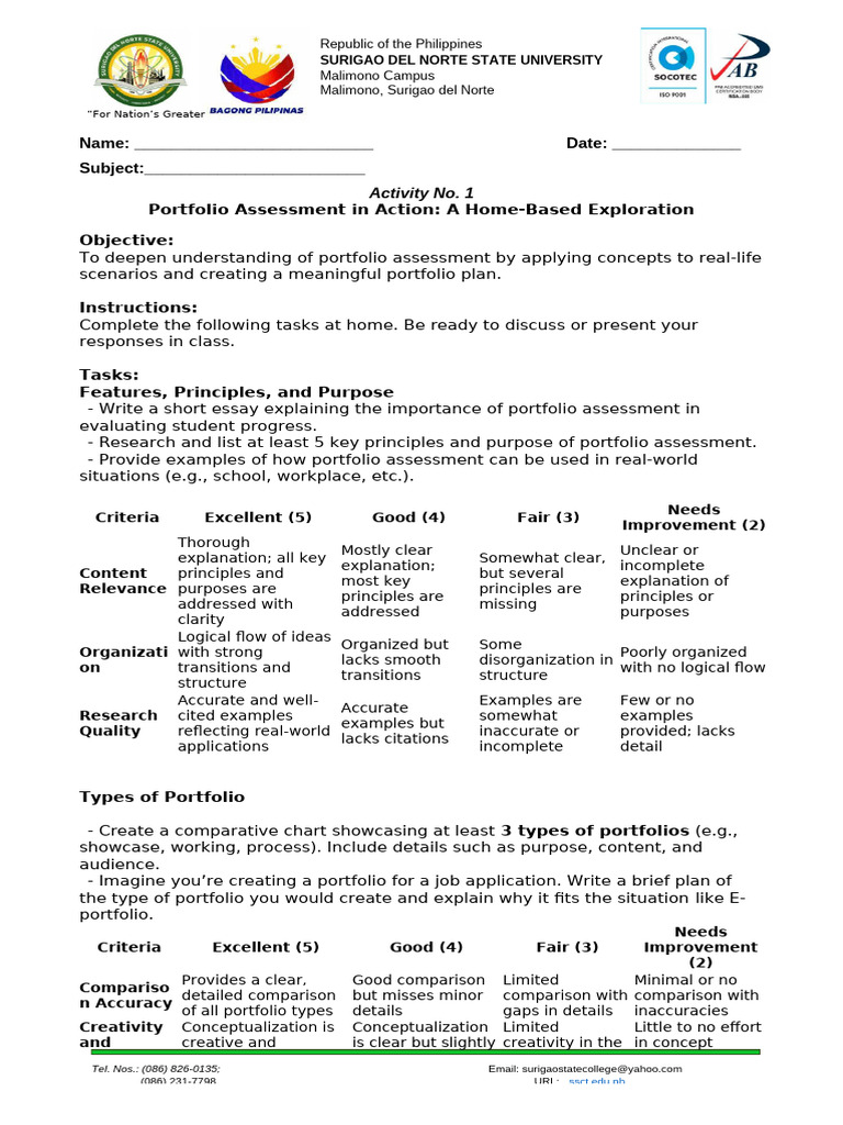 Portfolio Assessment Activity 1 | PDF | Learning | Human Communication