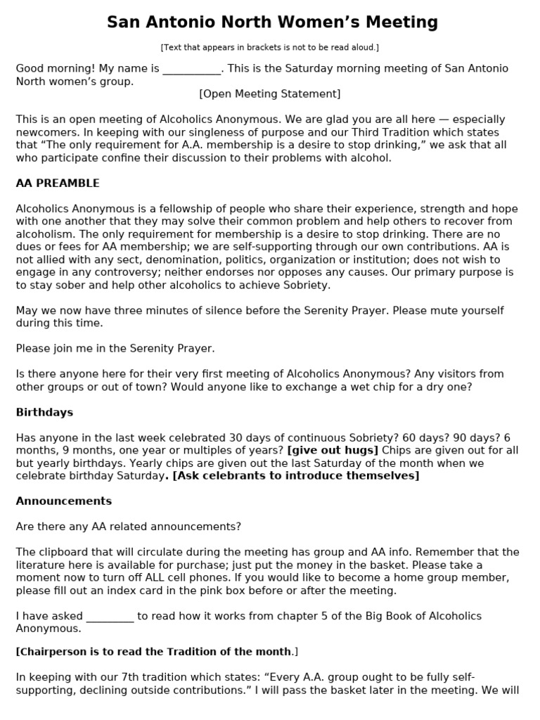 Meeting Opening & Chairperson Guidance Rev September 2024 | PDF ...