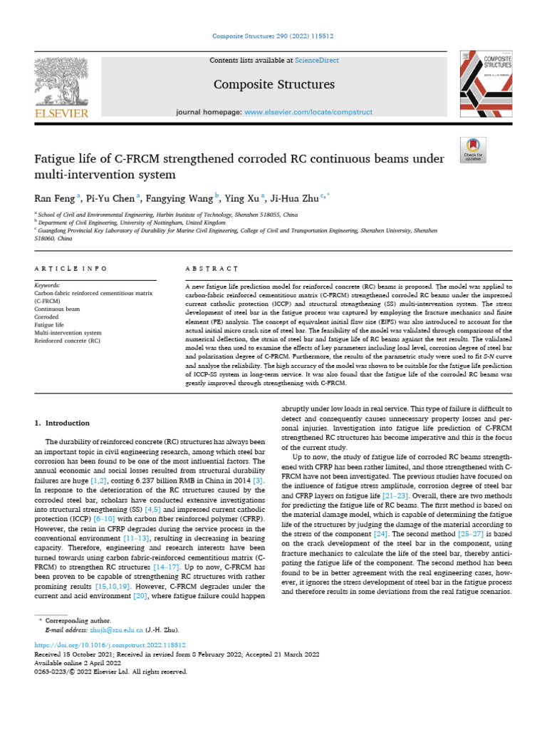 Fatigue Life of C-FRCM 2022-Strengthened Corroded RC Continuous Beams ...