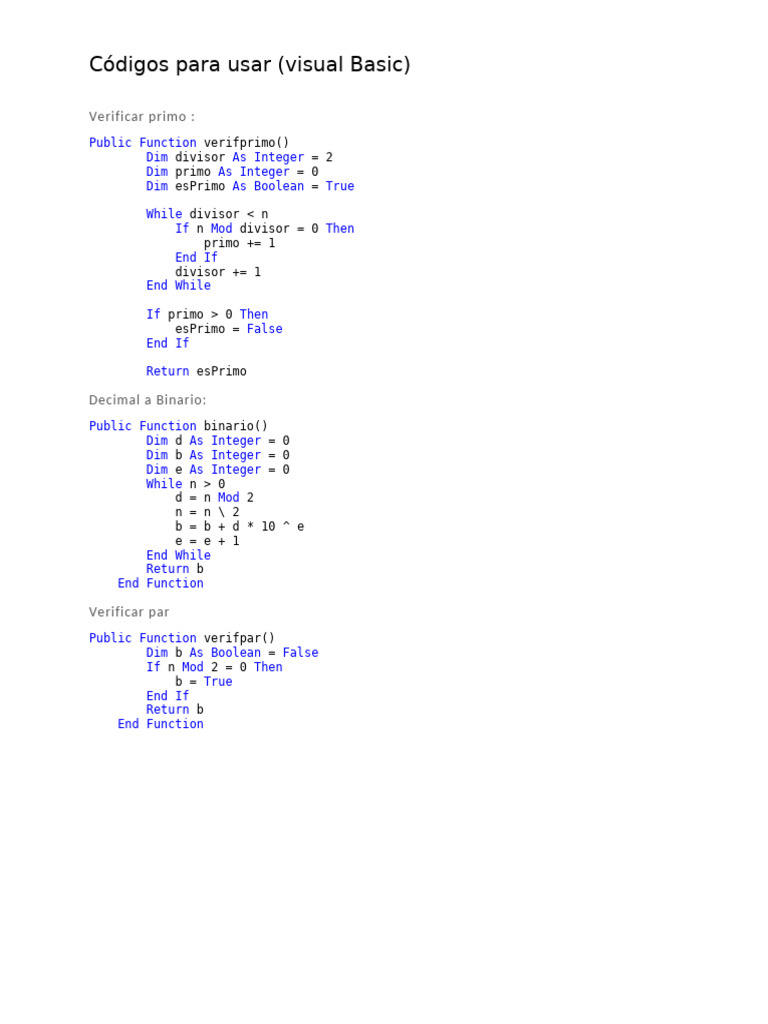 Visual Basic Functions for Number Checks | PDF