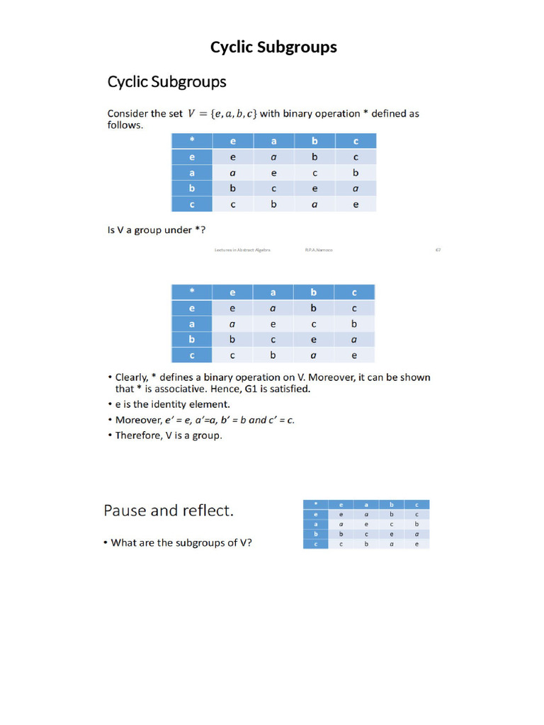 Cyclic Subgroups | PDF
