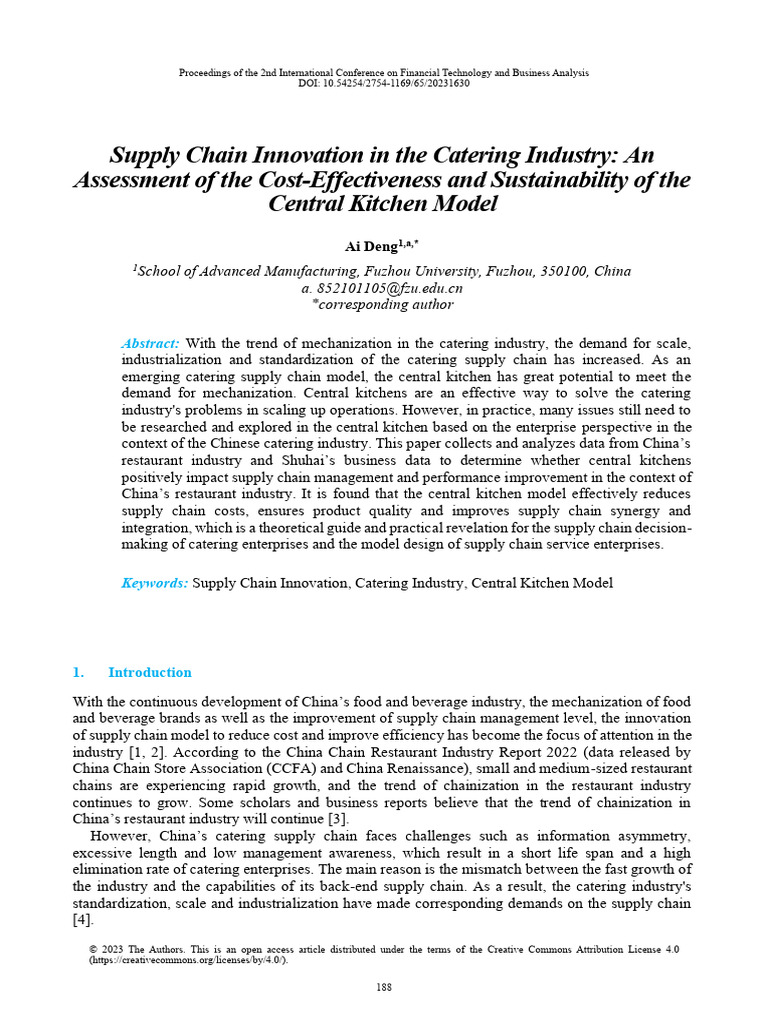 Central Kitchen Model in Catering Supply Chains | PDF | Supply Chain ...