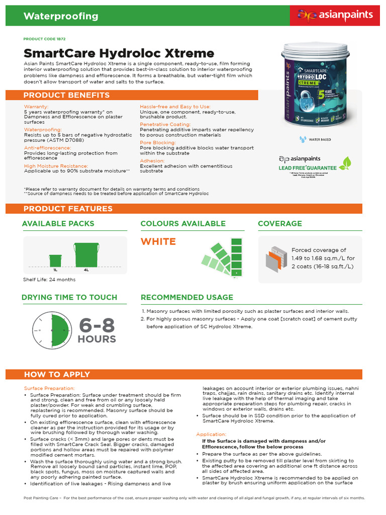 PIS - Smartcare Hydroloc Xtreme Updated | PDF | Porosity | Plaster