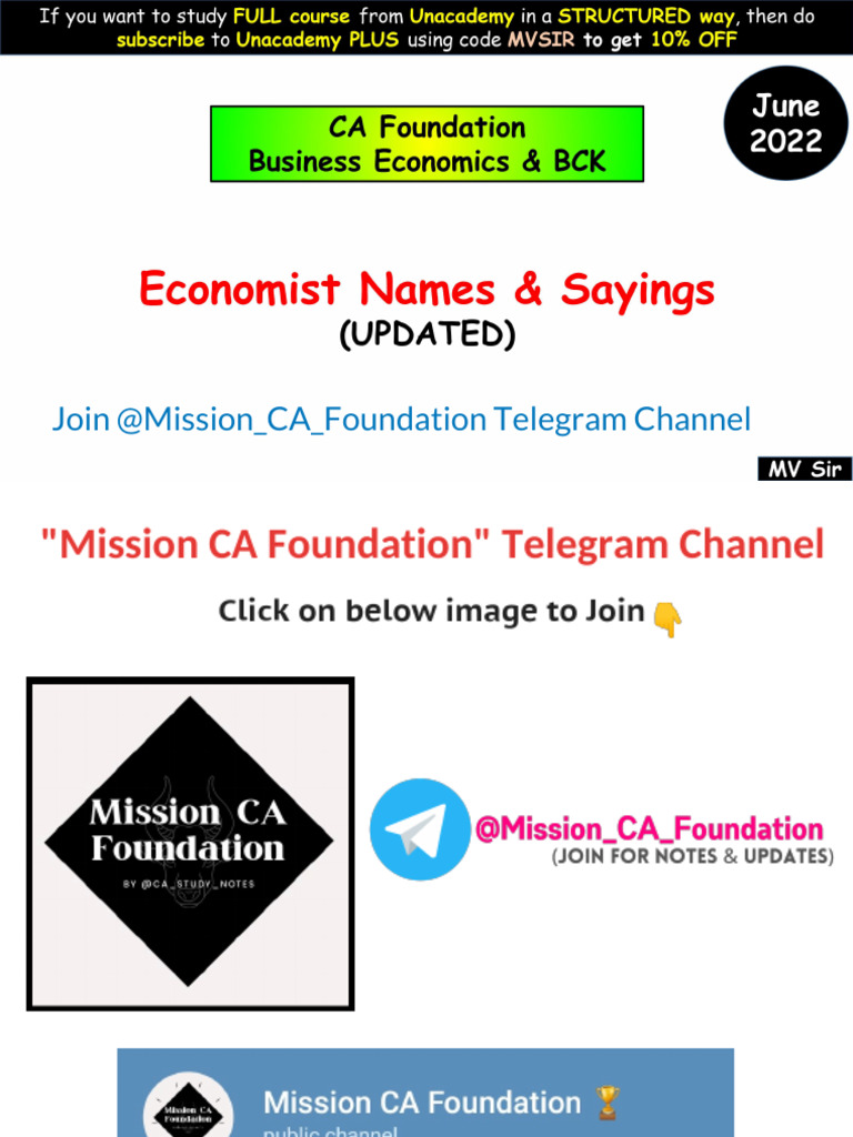 Economist Name Summary Notes | PDF