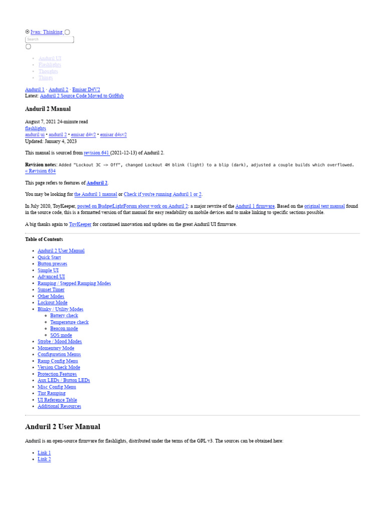 Anduril 2 User Manual Overview | PDF | Light Emitting Diode | Menu ...