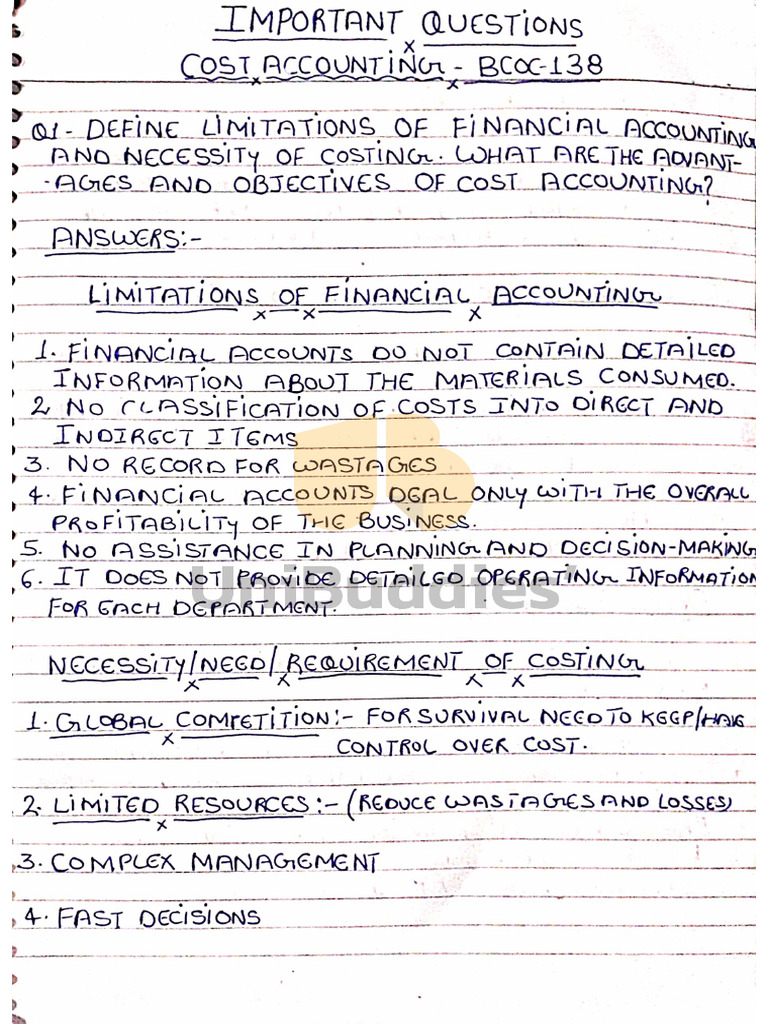 Cost Accounting Handwritten Notes | PDF