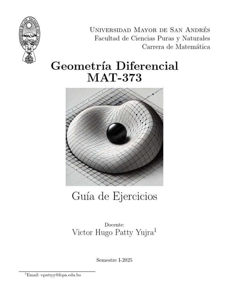 Guía, Ejercicios de Geometría Diferencial | PDF | Curva | Geometria clasica