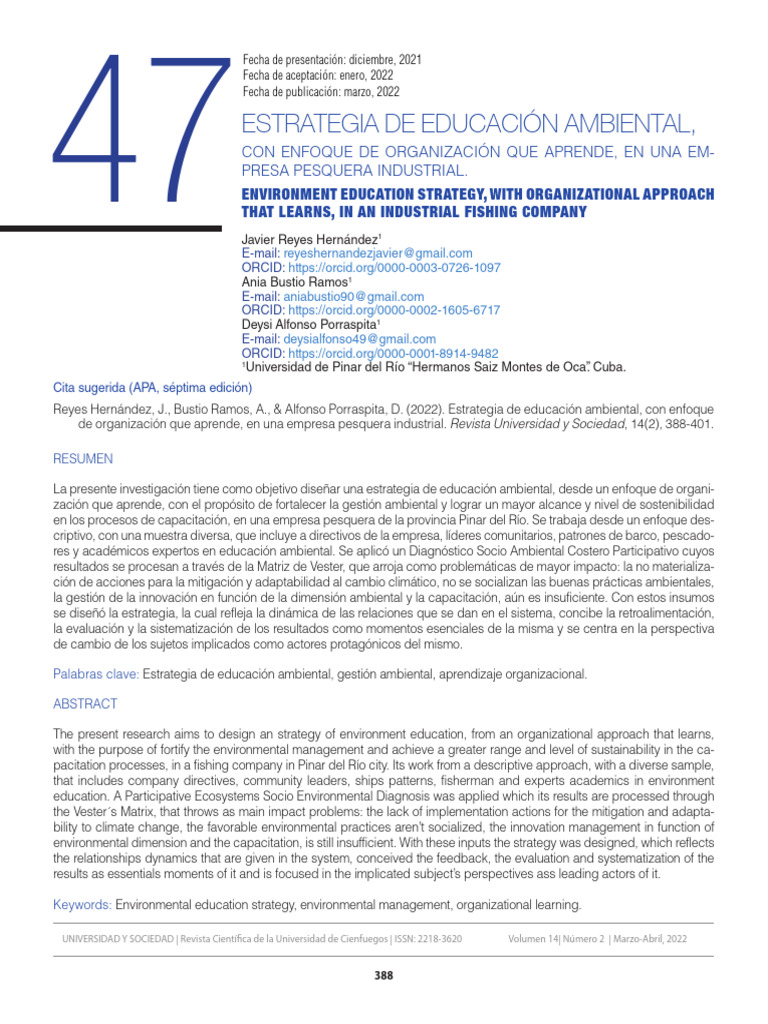 Artículo Estrategia de Educación Ambiental | PDF | Aprendizaje | Entorno natural