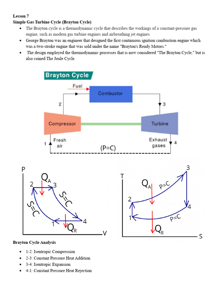 Lesson 7 Brayton Cycle | PDF