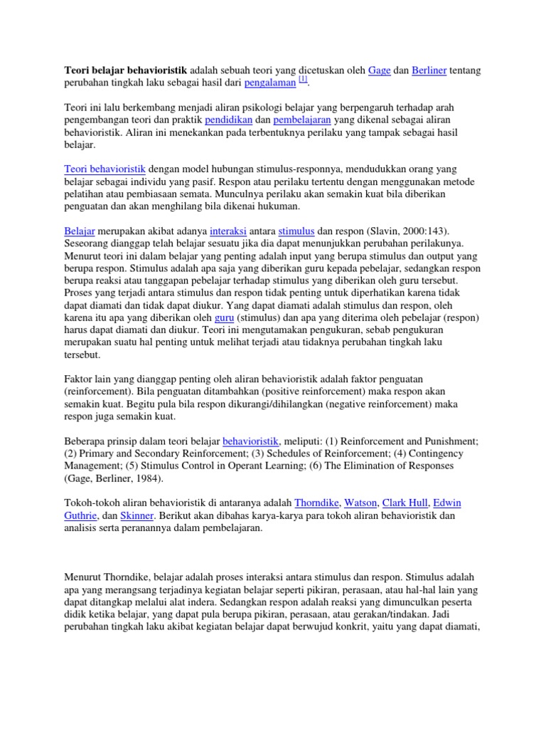 Teori Behaviorisme | PDF