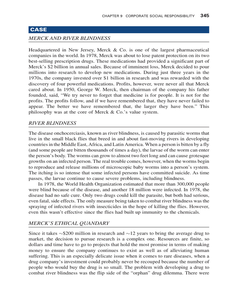 Merck's Ethical Dilemma in River Blindness | PDF