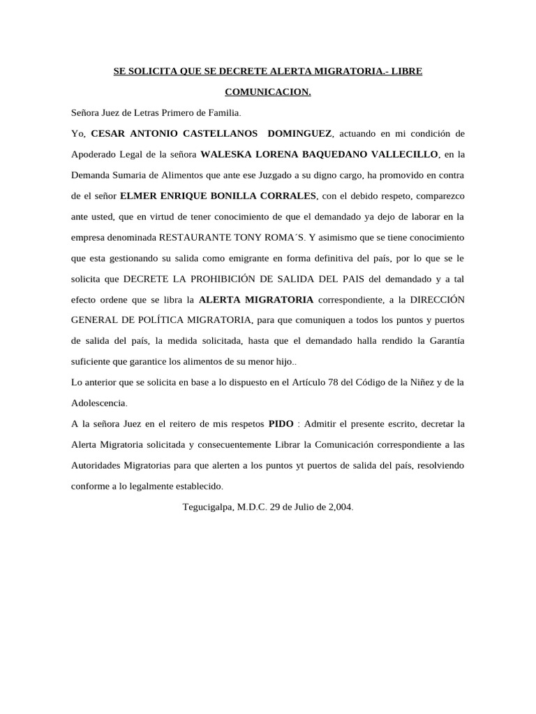 Alerta Migratoria 1° (WLB) | PDF