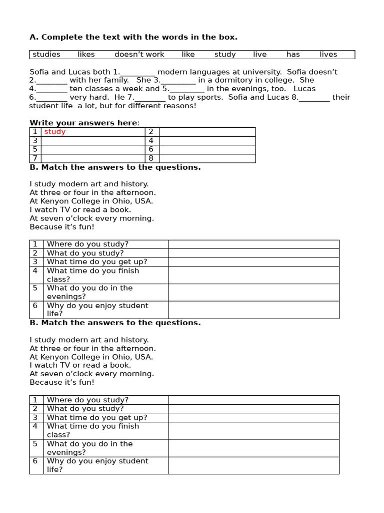 Unit 2 worksheet (2) - 副本 | PDF