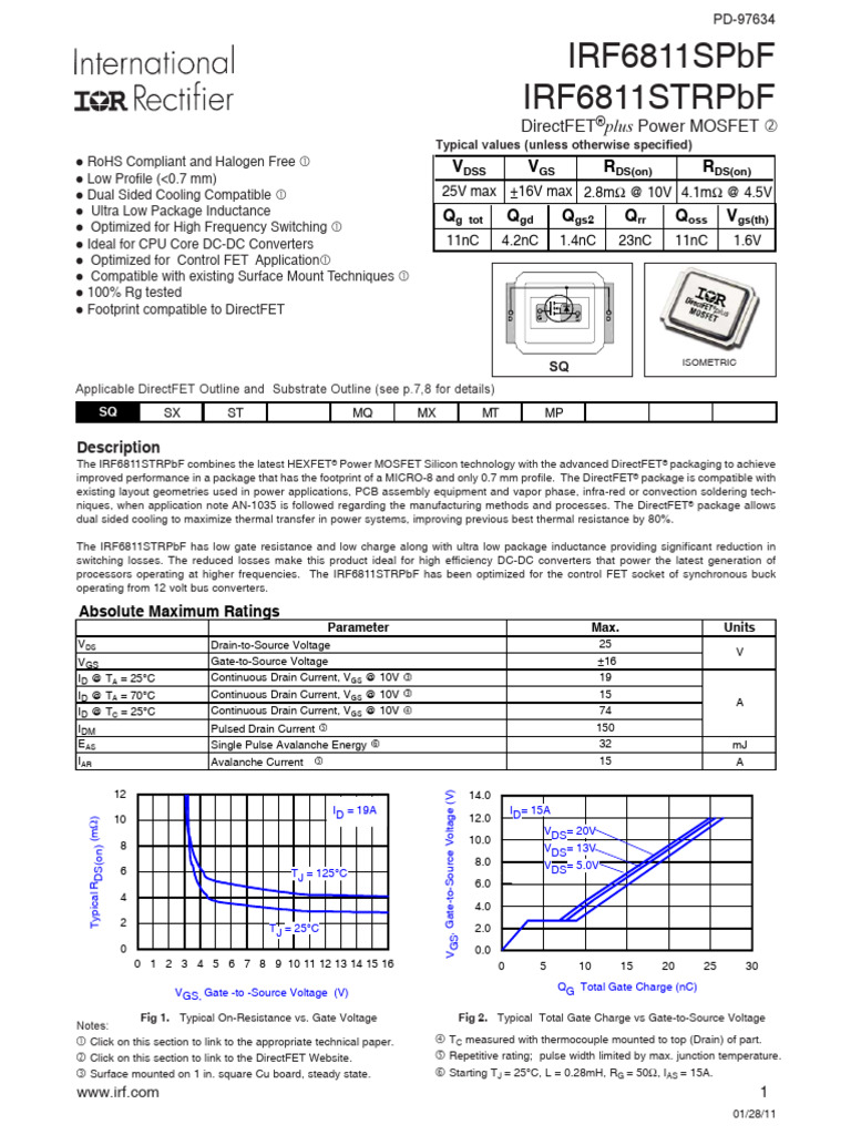 Infineon-IRF6811S-DataSheet-v01_01-EN | PDF | Semiconductor Devices | Electronics