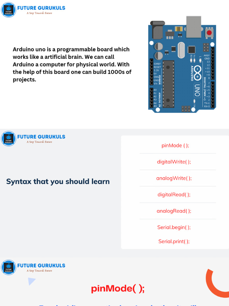 Syntaxes of Arduino and LED Blinking | PDF