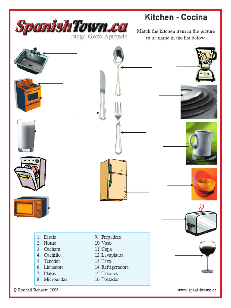 Practica de Vocabulario de Cocina | PDF
