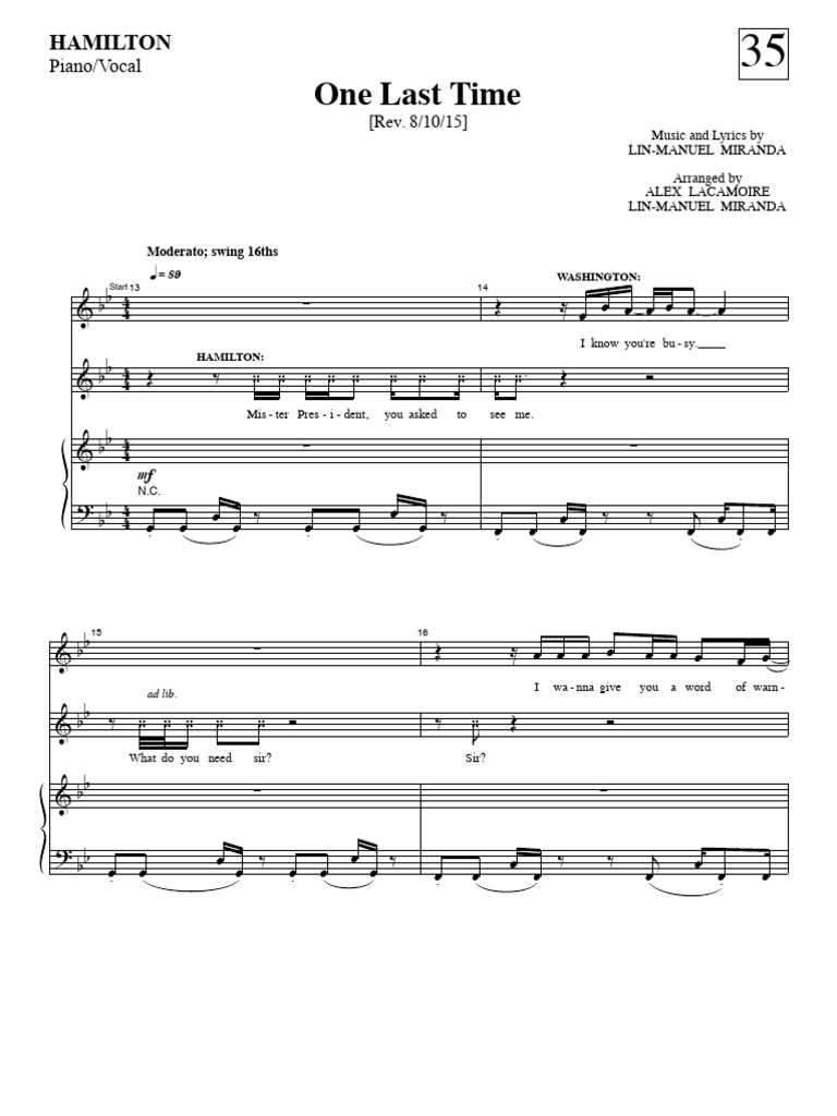 One Last Time - Hamilton Analysis | PDF
