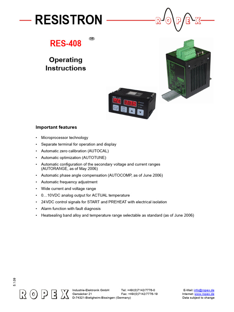 ROPEX-RES-408_E | PDF | Transformer | Electromagnetic Compatibility