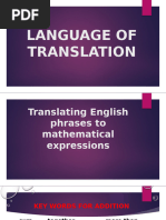 Translating English to Mathematical Sentences | PDF | Numbers | Subtraction