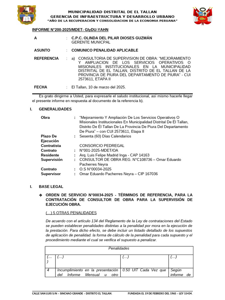 INFORME 200 PENALIDAD SUPER CERCO | PDF