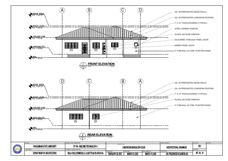 A3 ELEV Front Rear Layout1 | PDF | Architectural Elements | Building Engineering