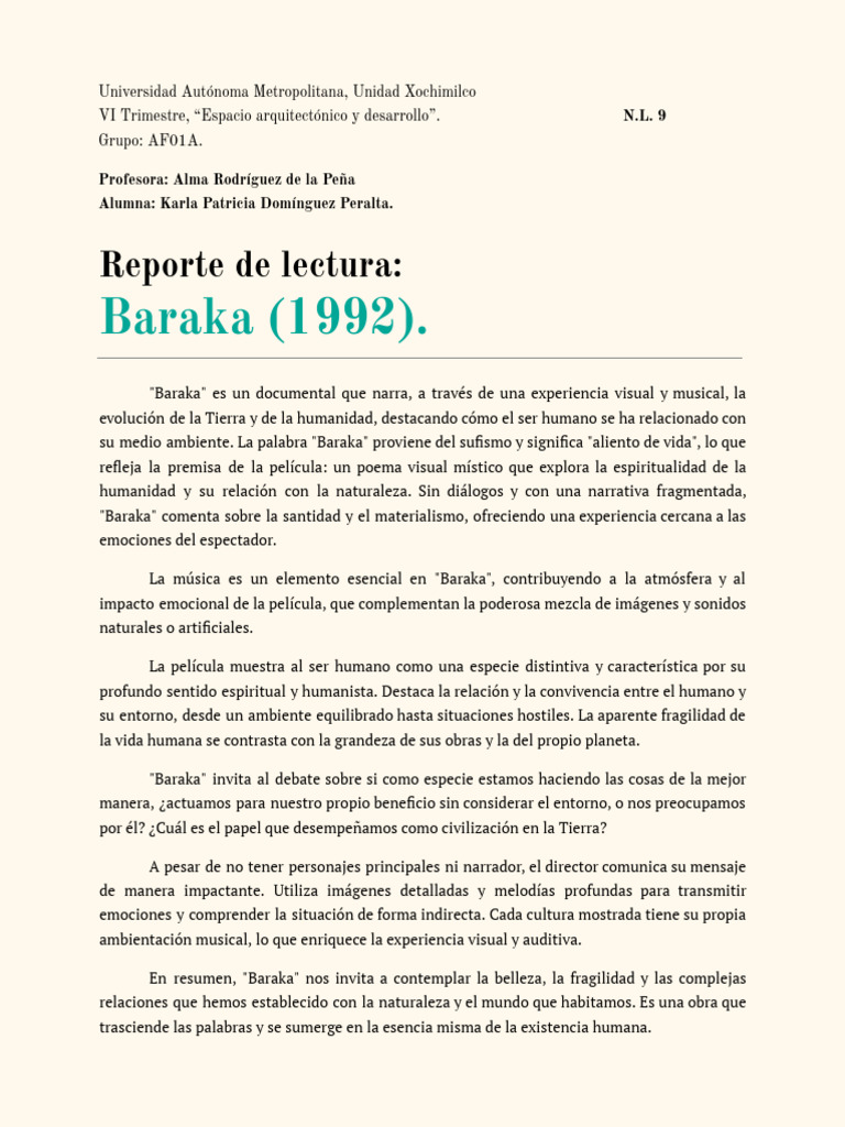 Reporte Baraka | PDF