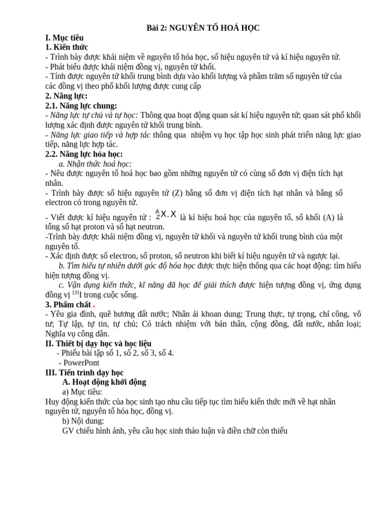 Bai 2 NguyenToHoaHoc HOA 10 KNTT | PDF