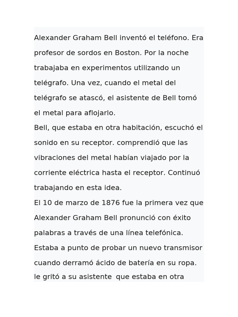 Alexander Graham Bell inventó el teléfono | PDF
