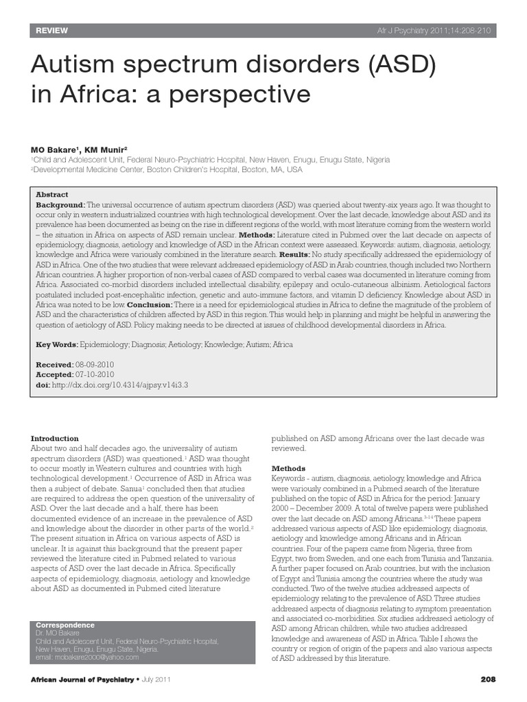 Autism in Africa Perspectives | PDF | Autism | Comorbidity