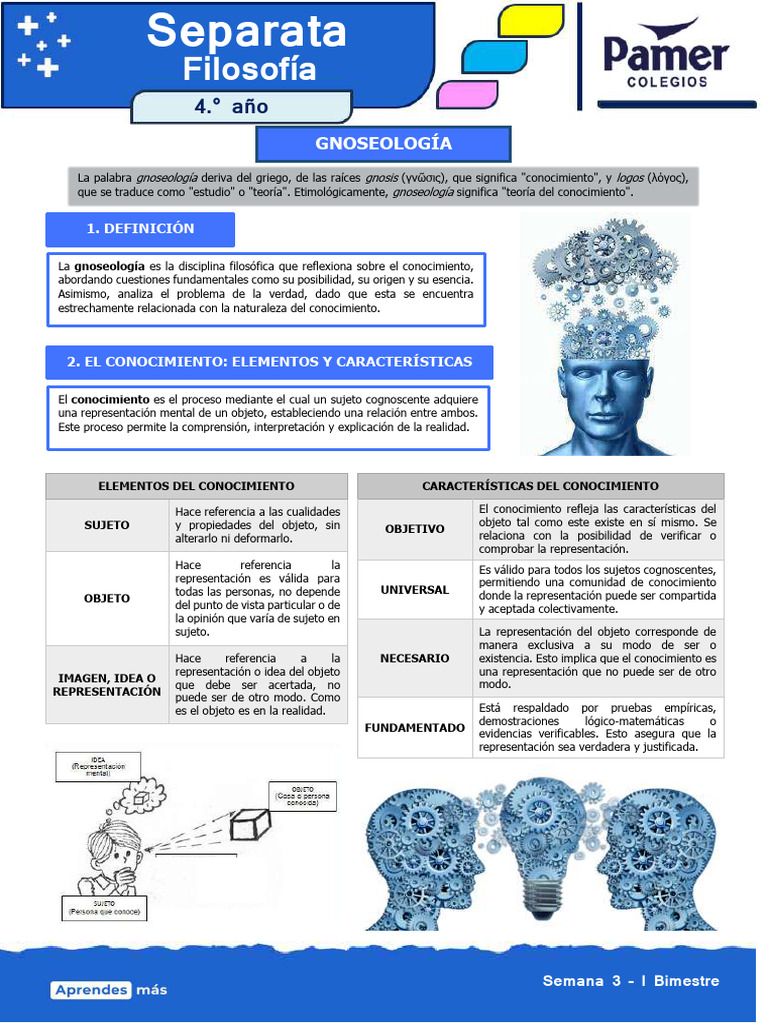 Separata - 4.° Año - SEM 3 - FIL-PSI - I BIM | PDF | Conocimiento | Empirismo