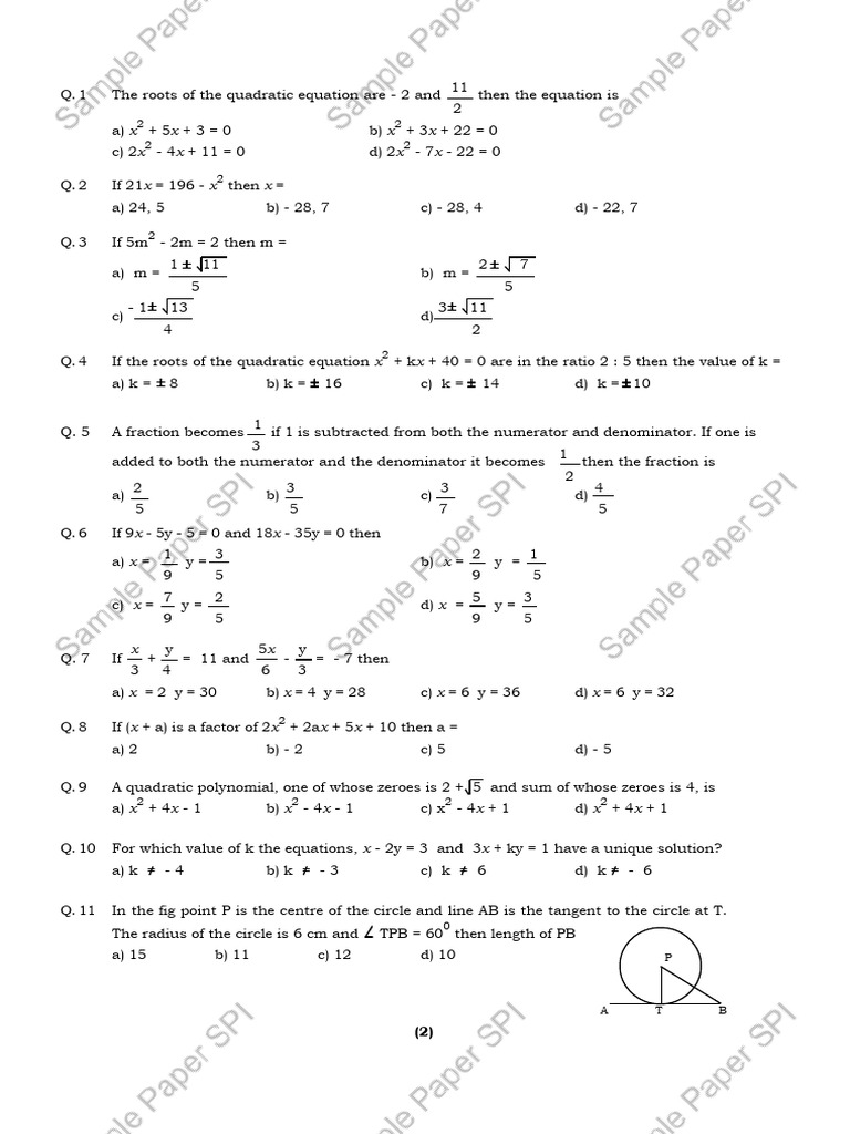 Sample Paper Maths - Watermark | PDF | Mode (Statistics) | Sphere