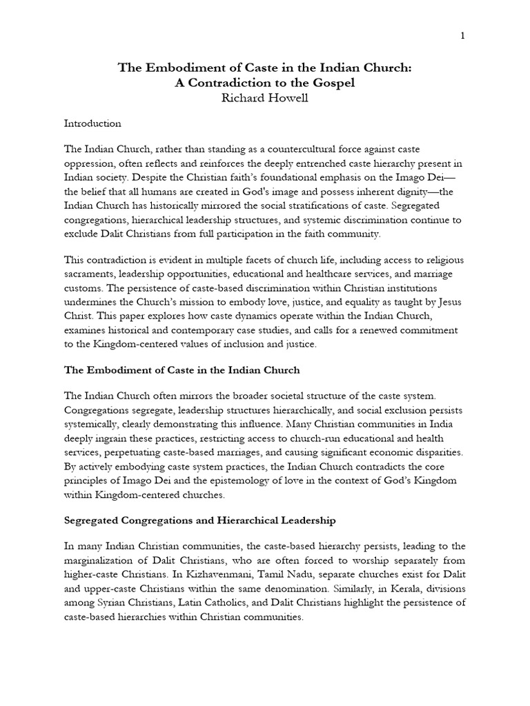 Caste Discrimination in the Indian Church | PDF | Pentecostalism | Dalit