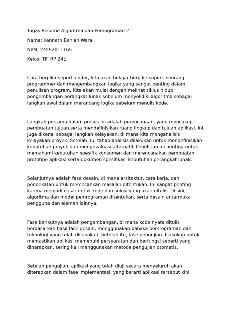 Algoritma Dan Pemograman 2 Resume | PDF