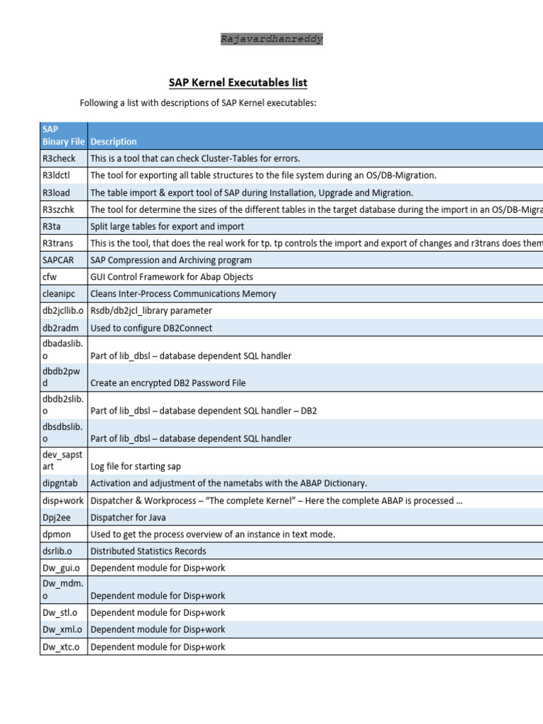 SAP Kernel Executables Overview | PDF | Information Technology ...