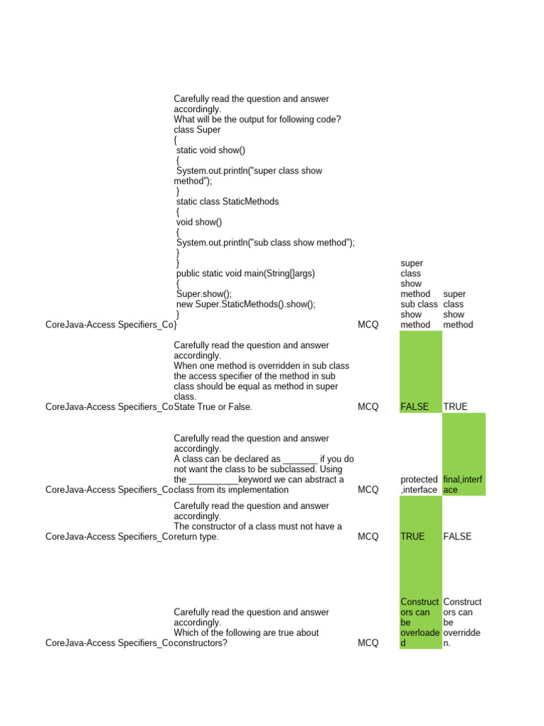 core java questions | PDF | Method (Computer Programming) | Class ... core java questions | PDF | Method (Computer Programming) | Class ...