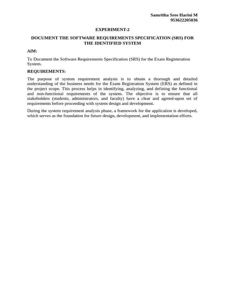 EXPERIMENT-2 OOSE Exam Registeration System | PDF | Databases | System