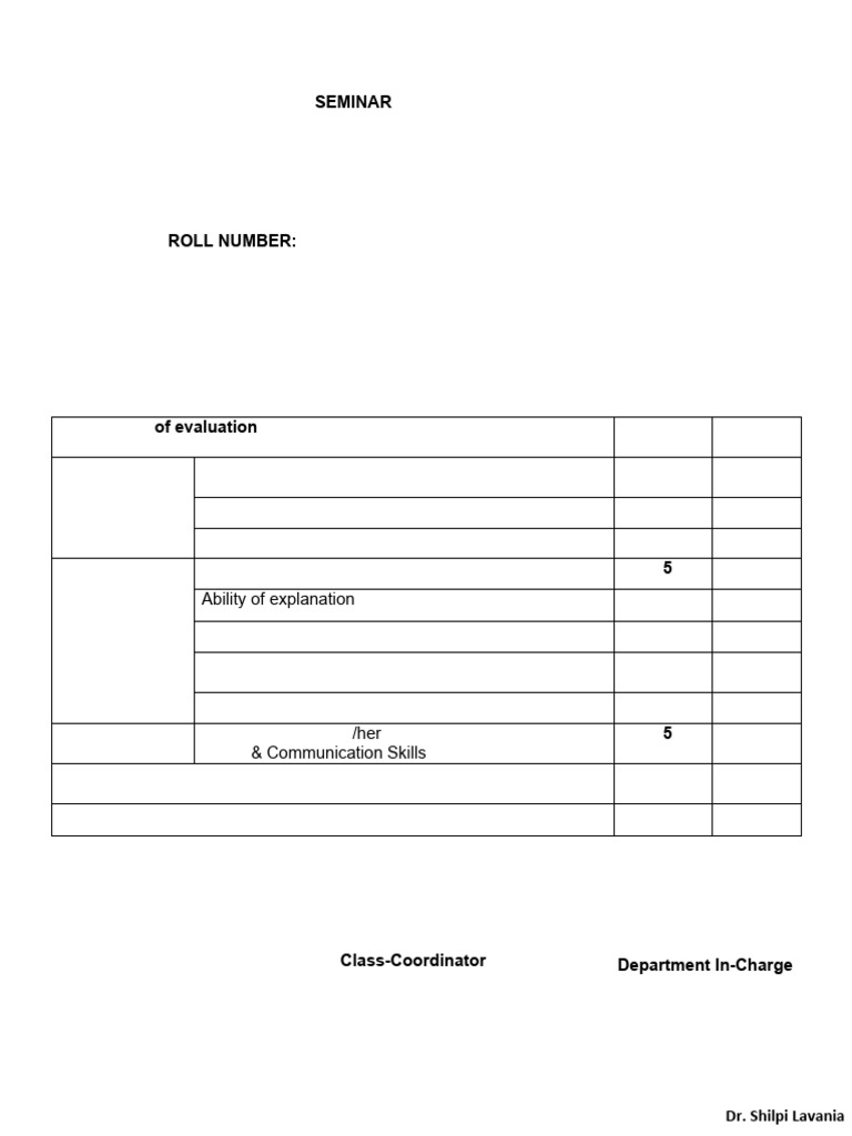 Proforma Seminar Evaluation | PDF