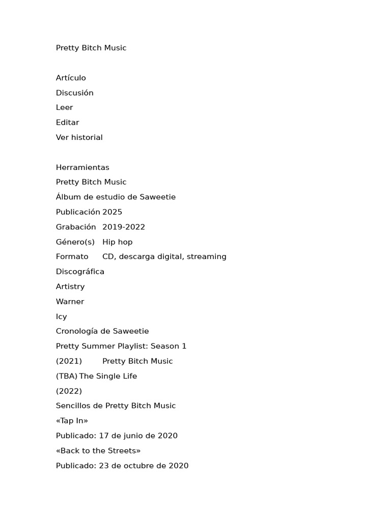 Pretty Bitch Music | PDF | Grabación de sonido | Música grabada
