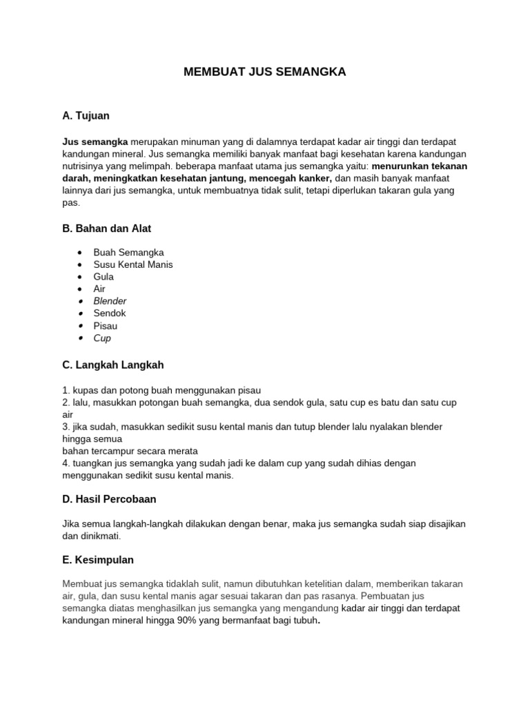 Membuat Jus Semangka | PDF