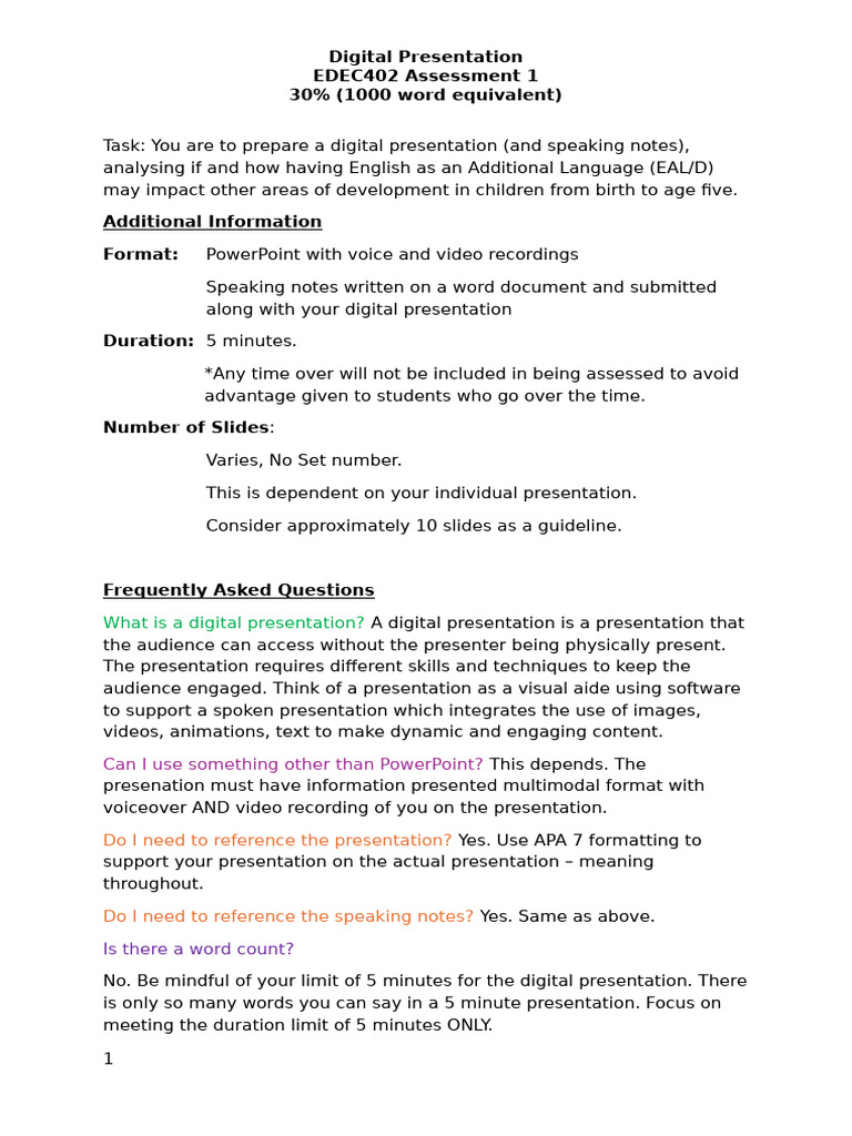 EDEC402 A1 Task Sheet[1] | PDF | Microsoft Power Point | English Language