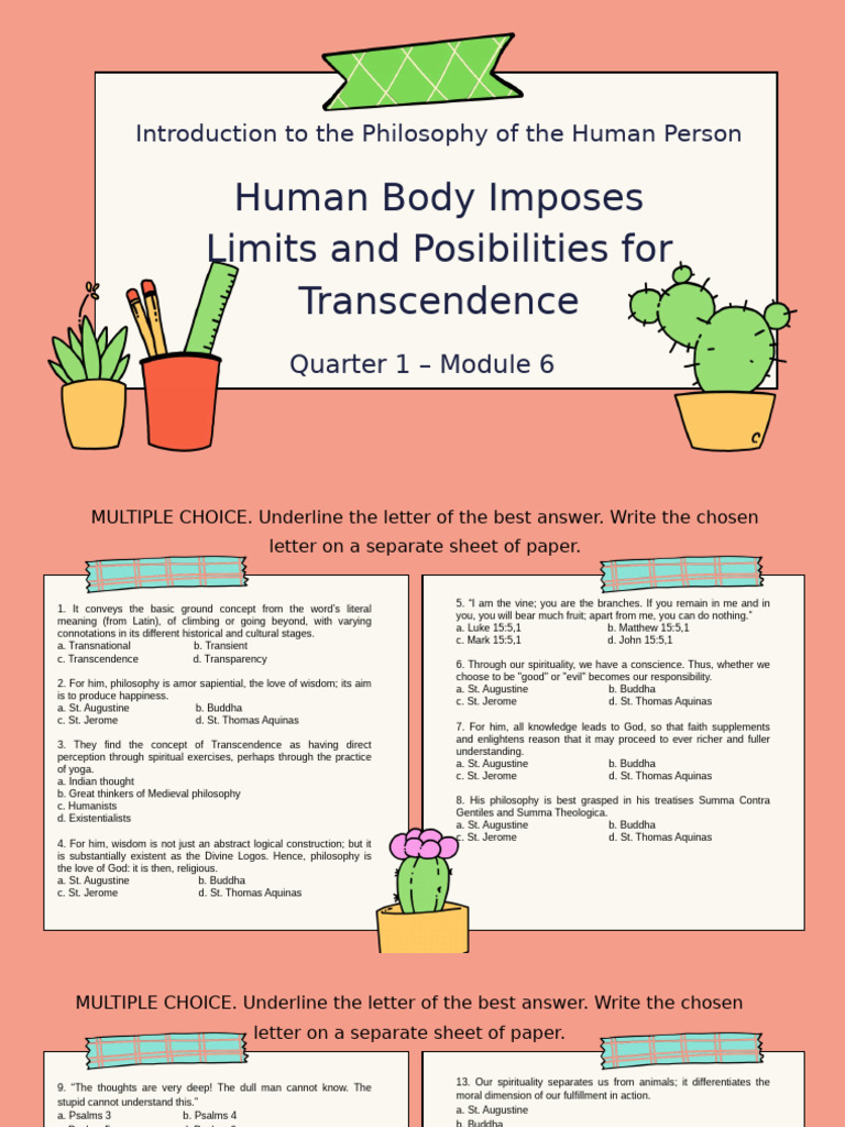 Human Body and Transcendence Insights | PDF | Thomas Aquinas | Reason