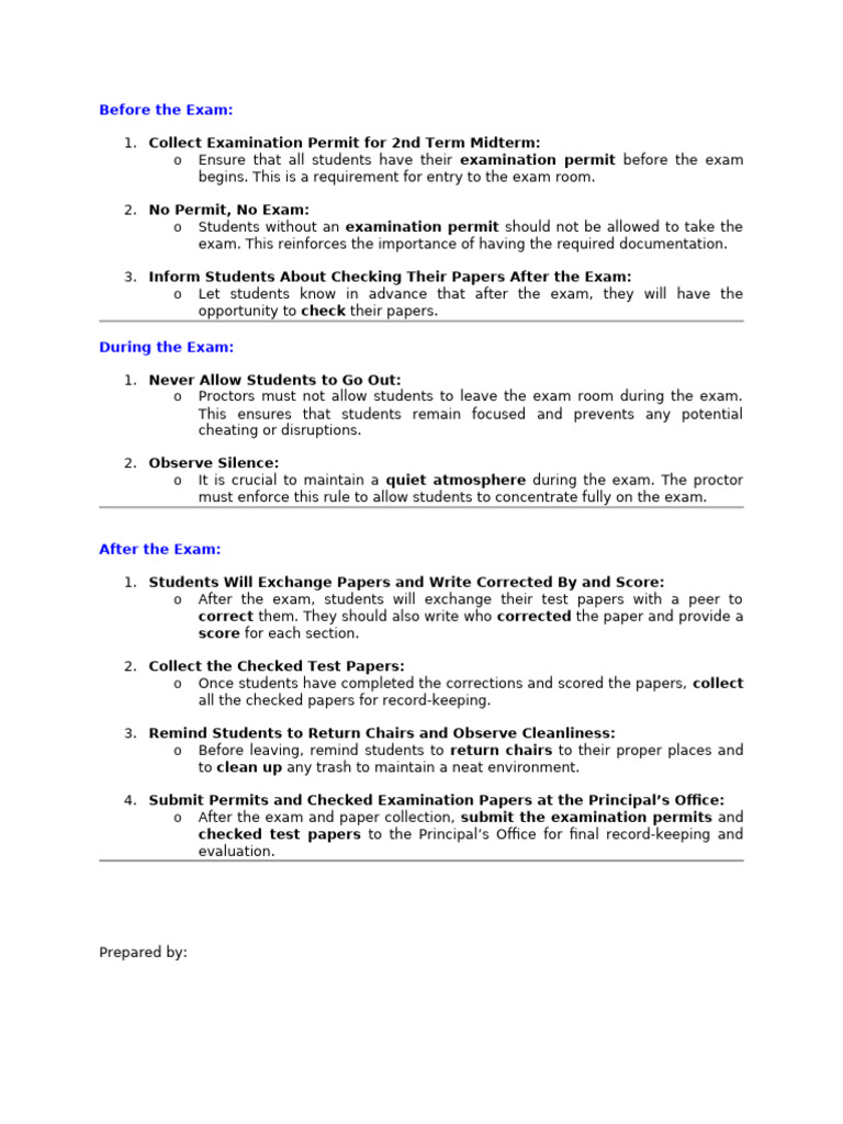 Instruction To Proctors | PDF