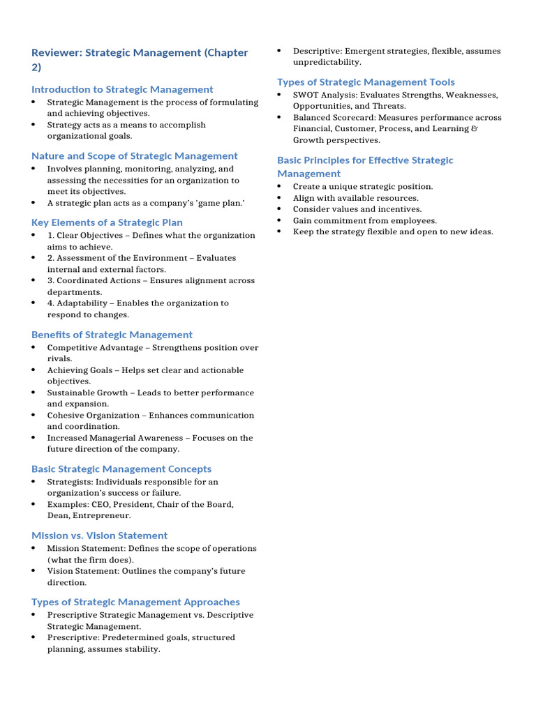 Strategic Management Overview and Benefits | PDF | Strategic Management ...