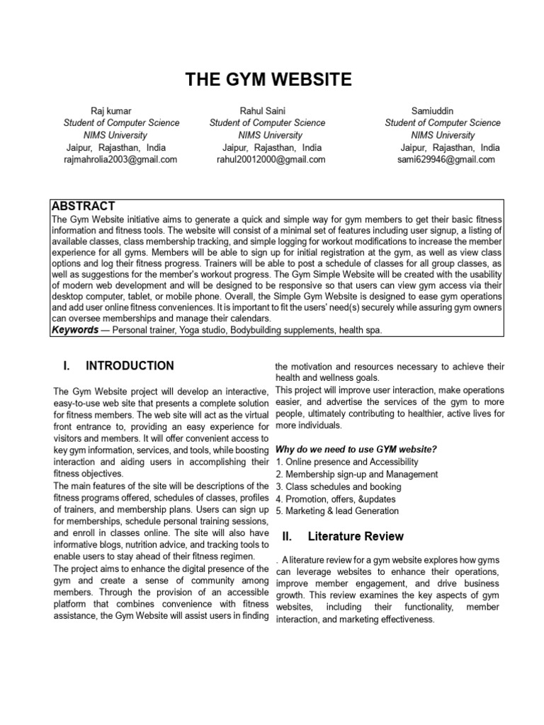 The Gym Website Research Paper | PDF | Employee Retention | Websites