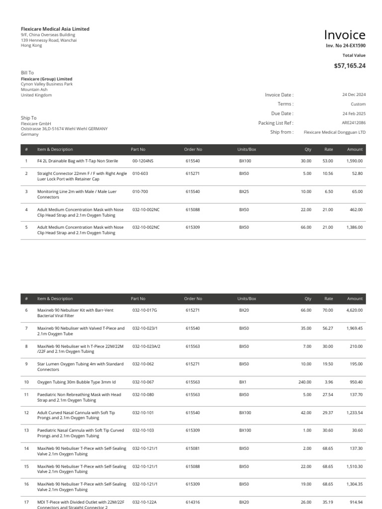 Invoice 24 EX1590 | PDF | Respiration | Equipment