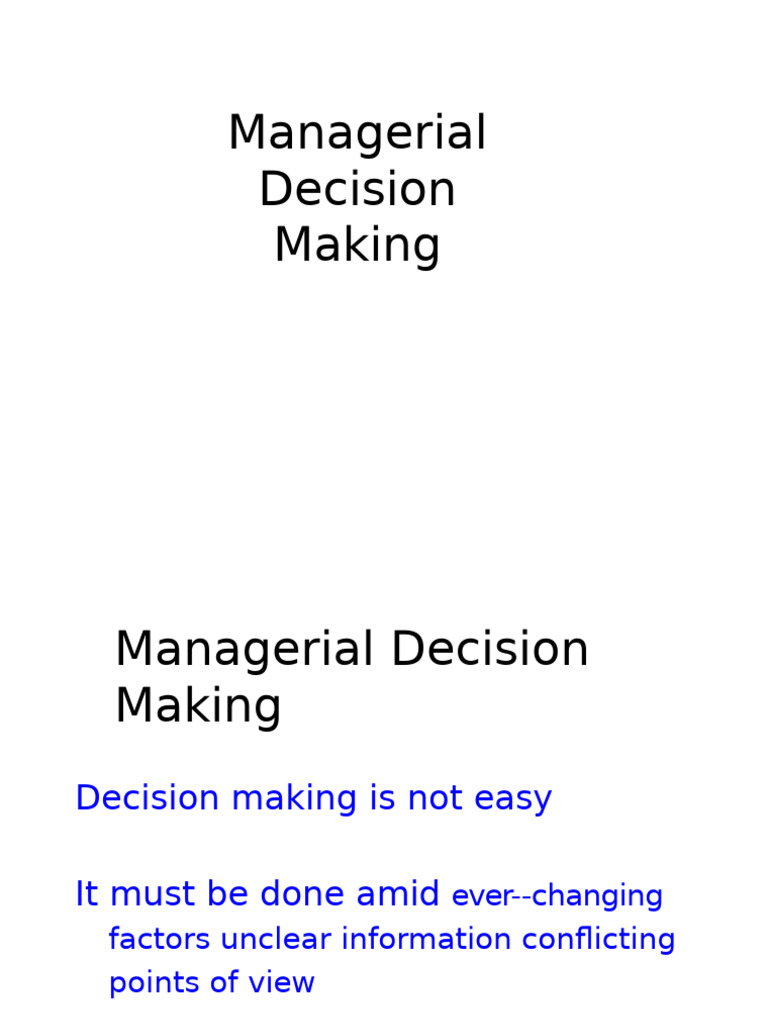Managerial Decision Making Techniques | PDF | Decision Making | Risk