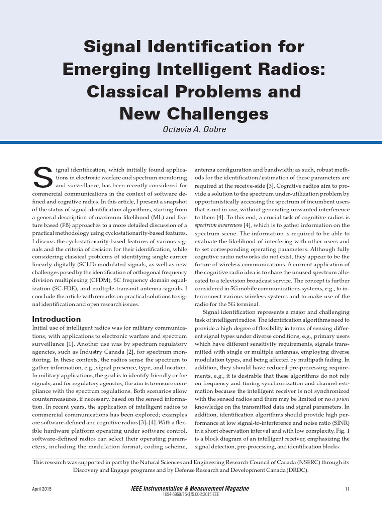 Signal Identificationintelligent Radios | PDF | Orthogonal Frequency Division Multiplexing ...