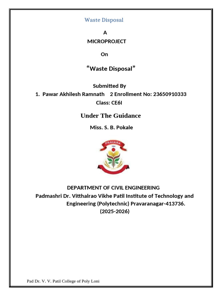 Waste Disposal Micro Project | PDF | Incineration | Biogas