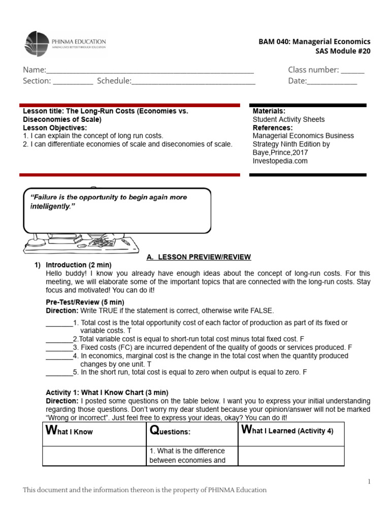 BAM 040 SAS-20.Docx - PDF S 1 | PDF | Average Cost | Economies Of Scale